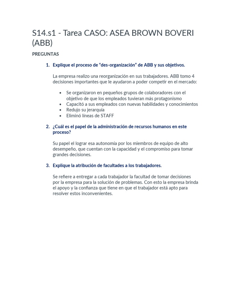 Caso Asea Brown Boveri (Abb) | PDF