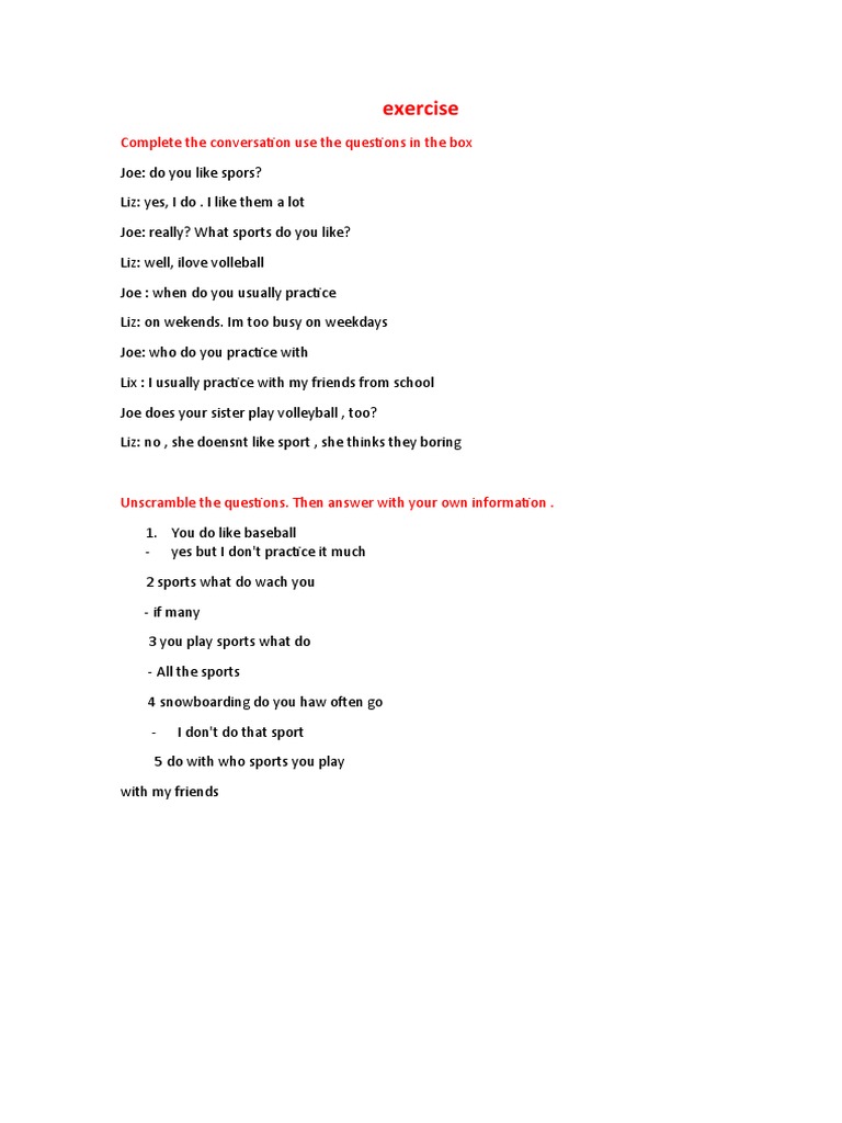 Complete The Conversation Use The Questions in The Box | PDF | Self ...