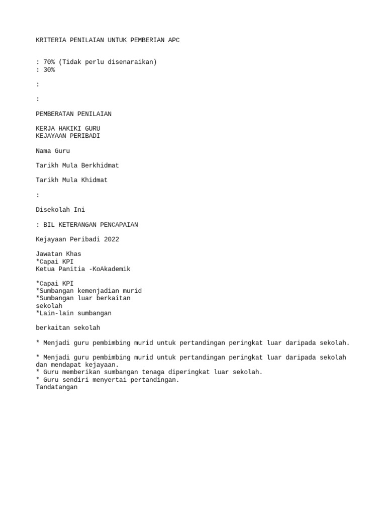 Kriteria Pemberian APC | PDF
