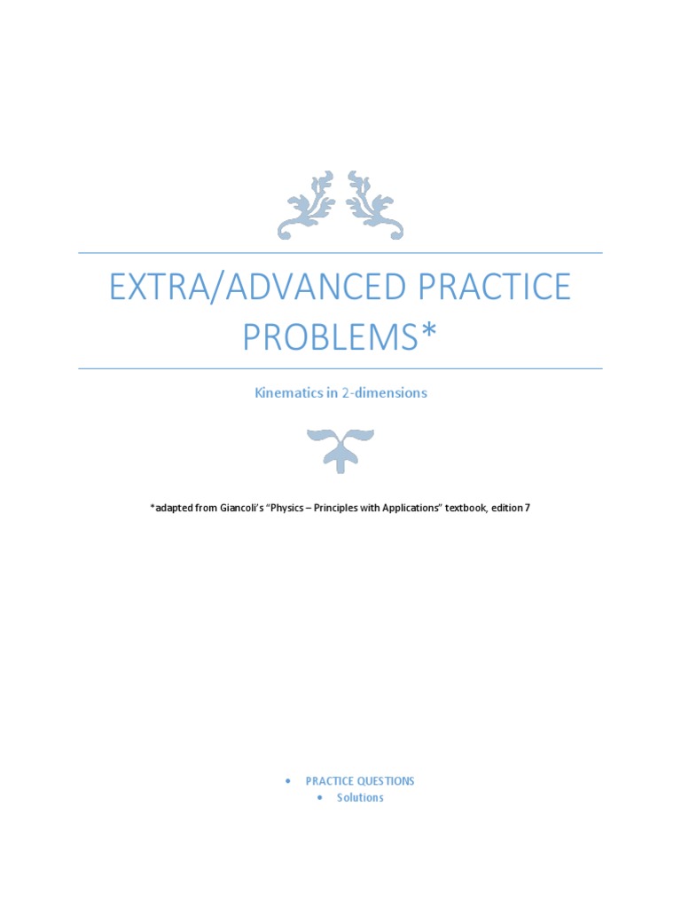Extra Problems Projectile Motion | PDF