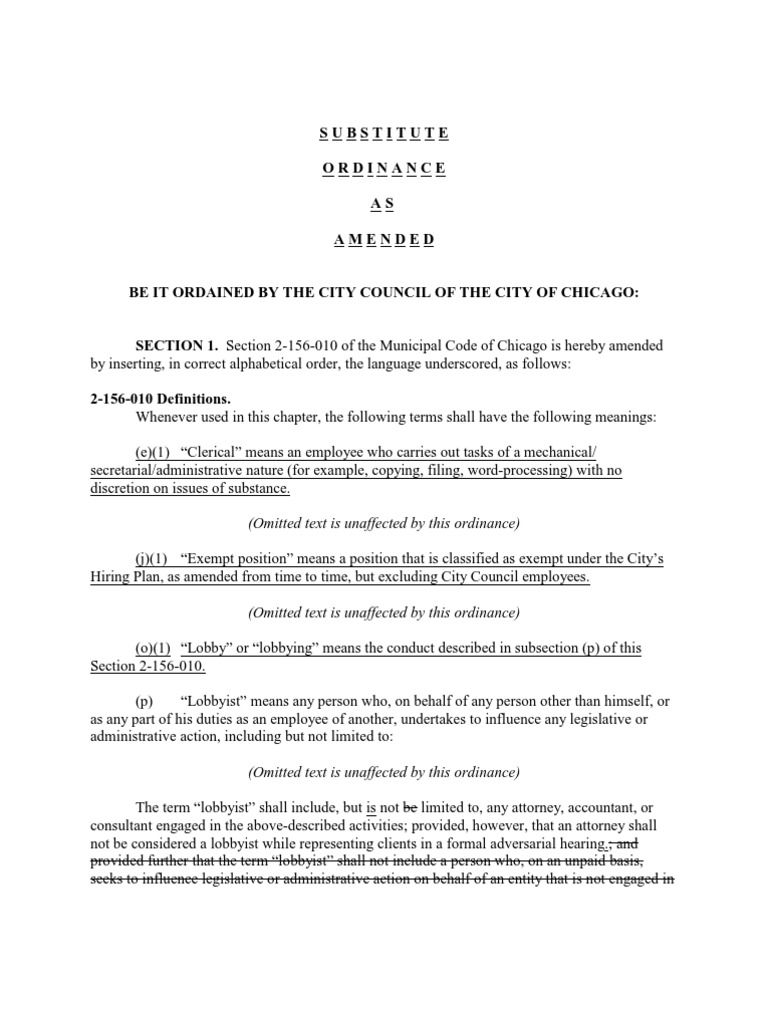 2011 Chicago Ethics Ordinance | PDF | Lobbying In The United States ...