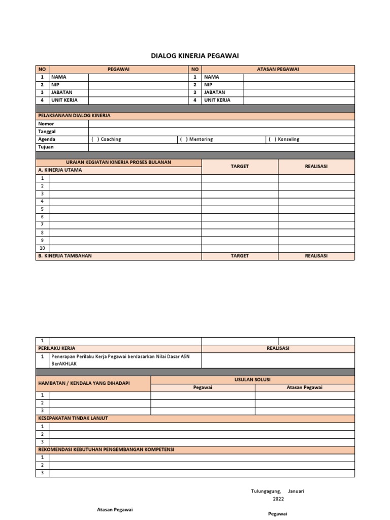 Form Dialog Kinerja Pegawai | PDF
