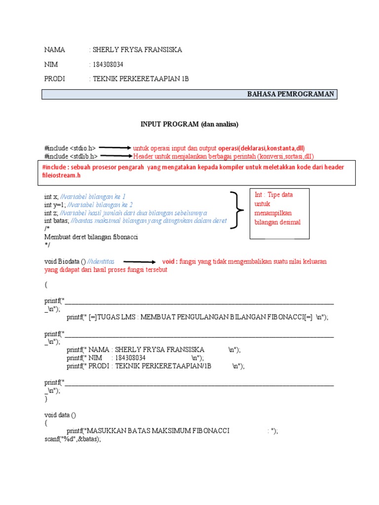 Membuat Deret Bilangan Fibonacci | PDF