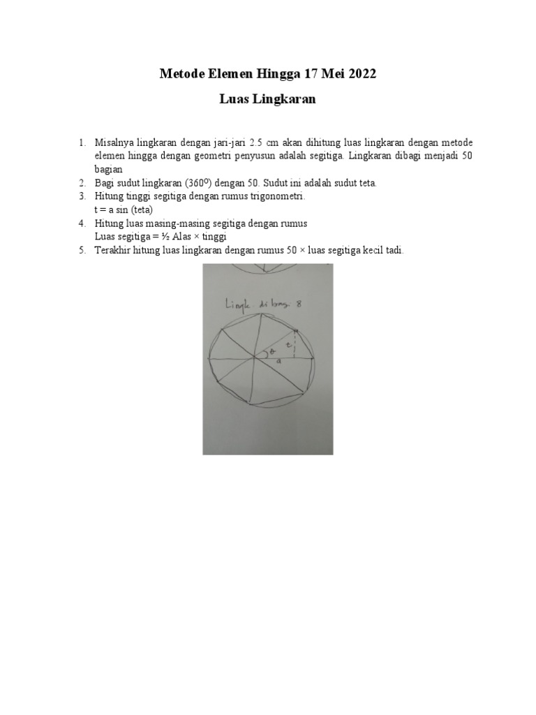 Menghitung Luas Lingkaran dengan Metode Elemen Hingga | PDF