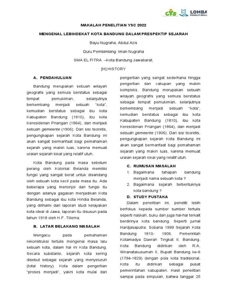 Makalah Penelitian Ysc 2022 | PDF