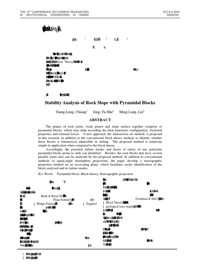 2003-Stability Analysis of Rock Slope With Pyramidal Blocks | PDF