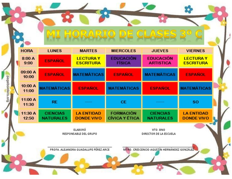 Horario Tercer Grado | PDF