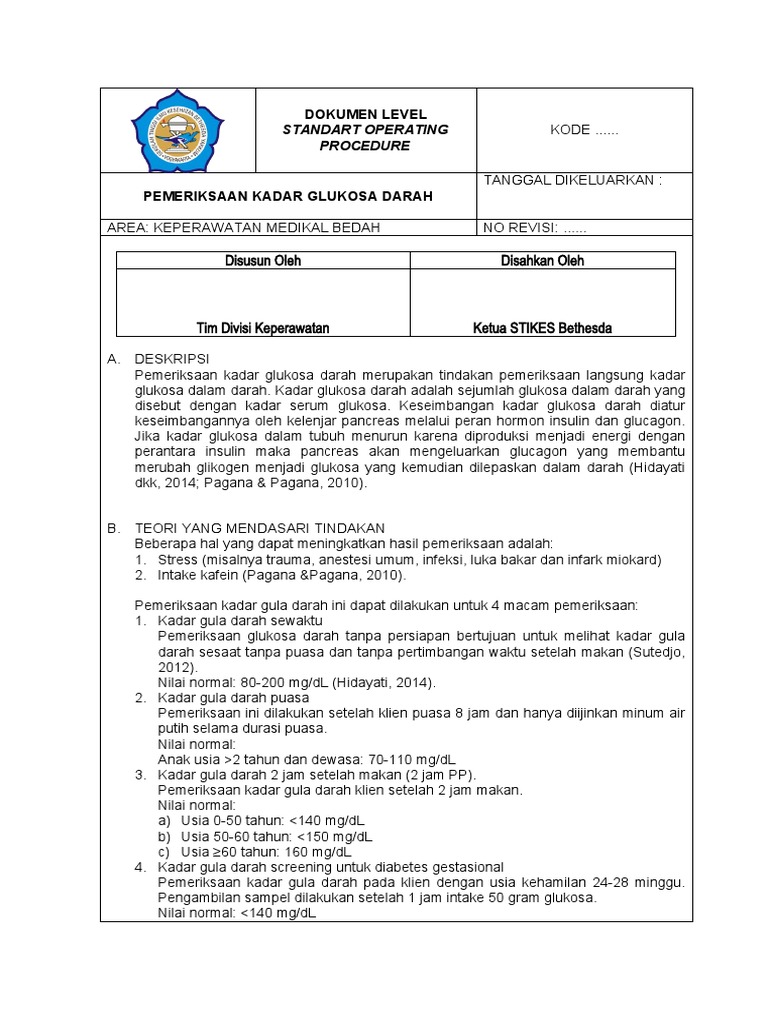 SOP Pemeriksaan GDS +++ | PDF