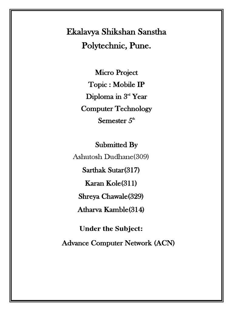 Mobile IP Micro Project: An Exploration of Mobile IP Concepts Through a ...