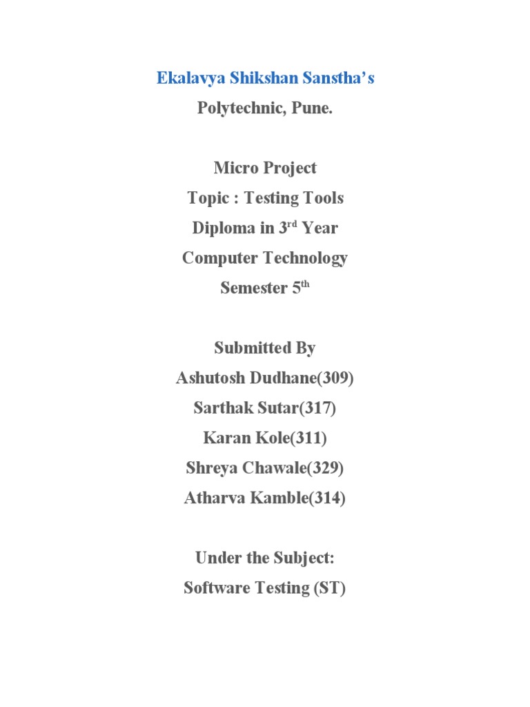 Testing Tools Micro Project Report Pdf Software Testing Selenium 5936