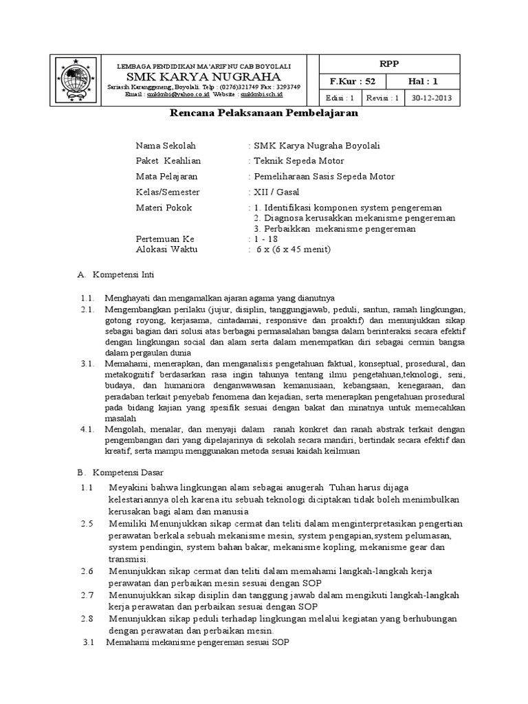 RPP Sistem REM 1 - 18 | PDF
