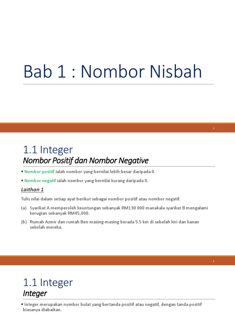 Mathematics Form 1 (BM) - Chapter 1 | PDF