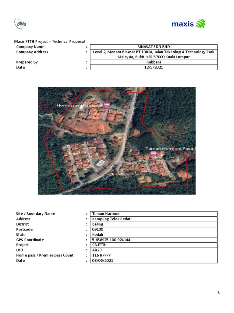Technical Proposal 2021 - Taman Harmoni, Baling Kedah - Rev0 | PDF | Optical Fiber ...