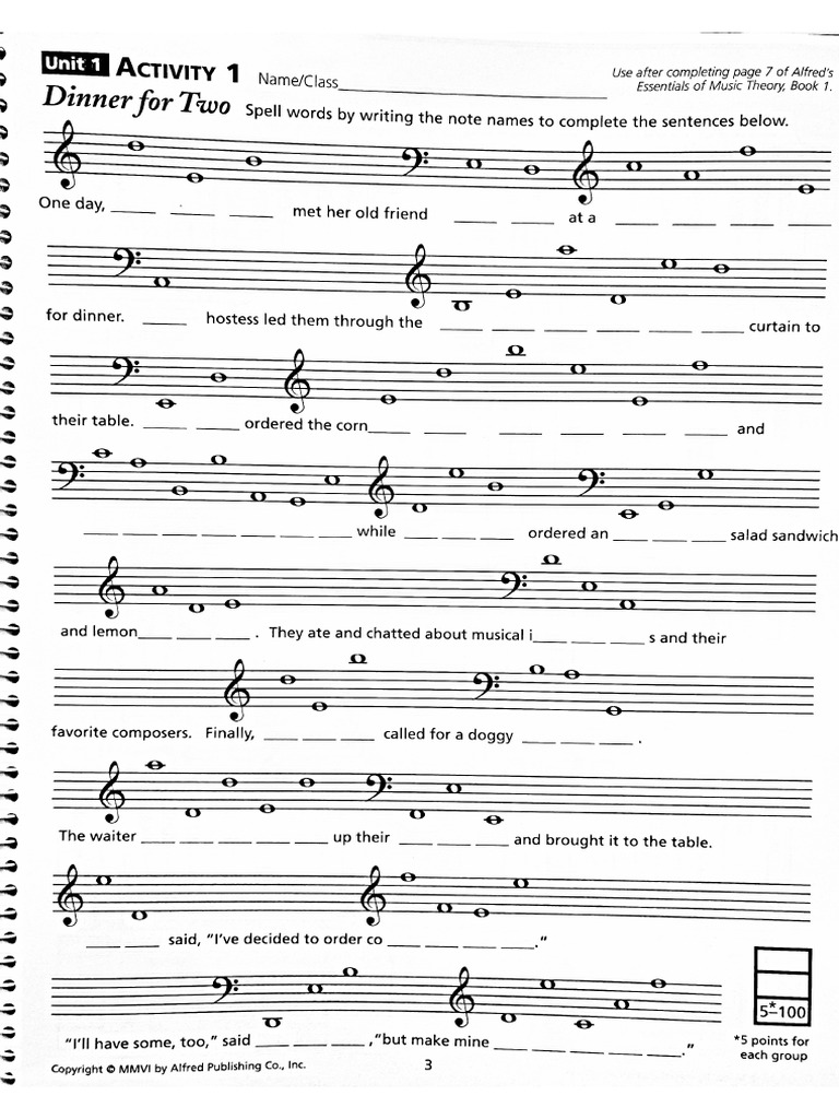 Activity 1 Dinner For 2 | PDF