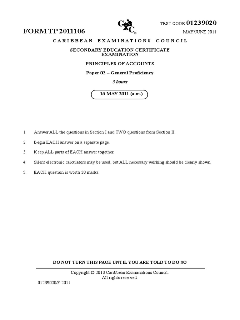 Csec Poa June 2011 p2 | PDF