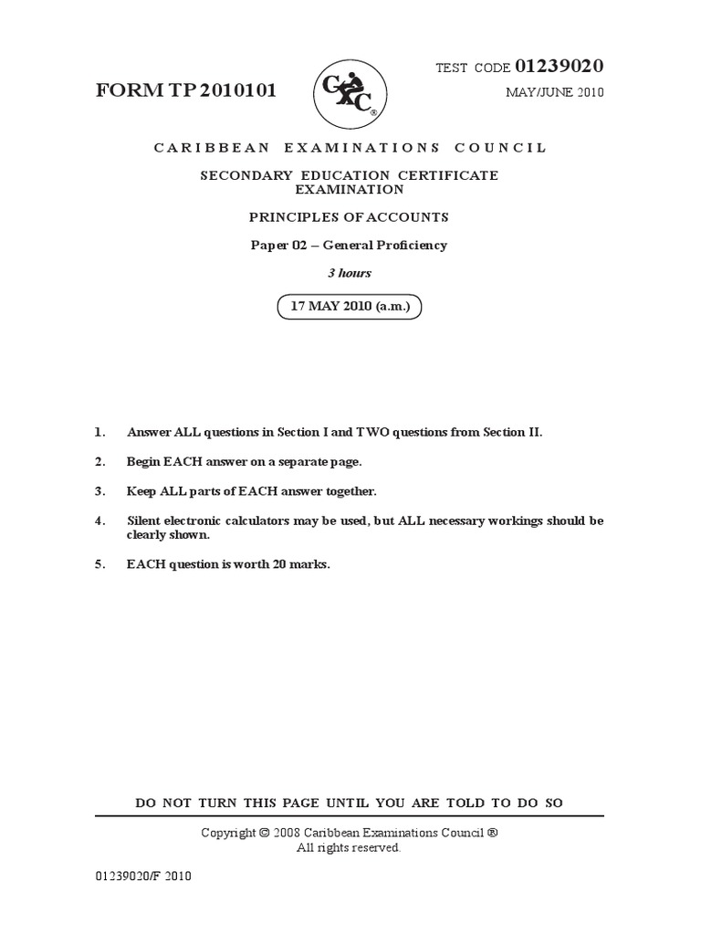 Csec Poa June 2010 p2 | PDF | Interest | Finance & Money Management