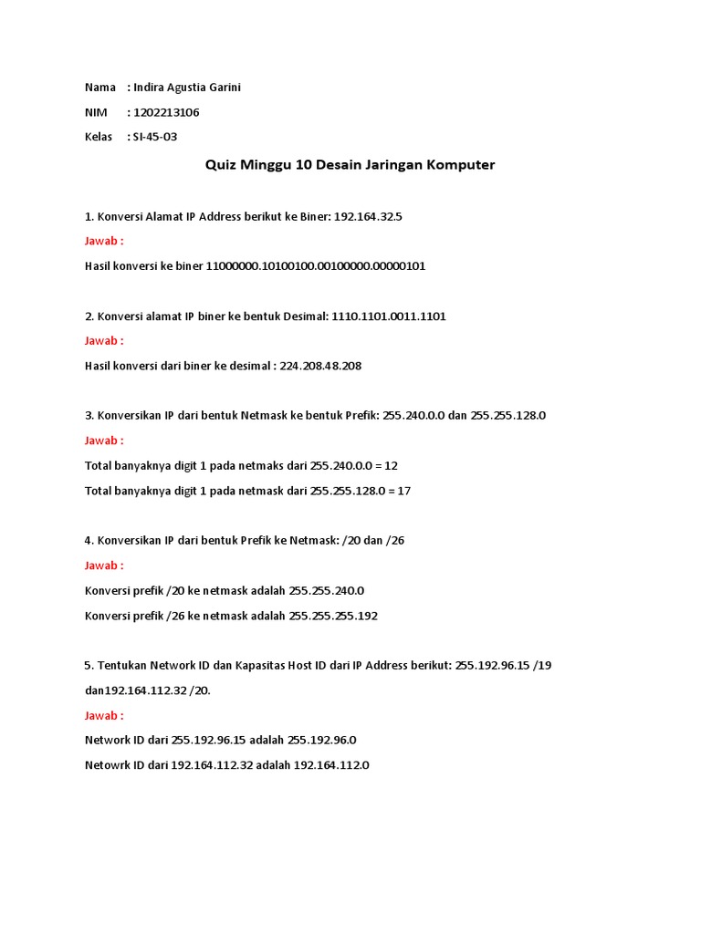 Quiz Desain Jaringan Komputer | PDF | Komputer