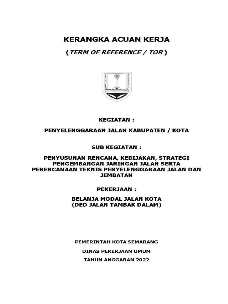 Rencana DED Jalan Tambak Dalam Semarang | PDF