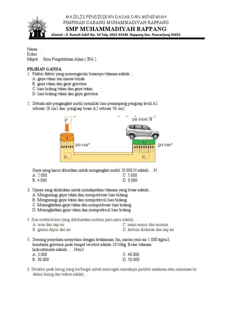 Soal Uas Ipa Kelas 8 TH 2021 | PDF