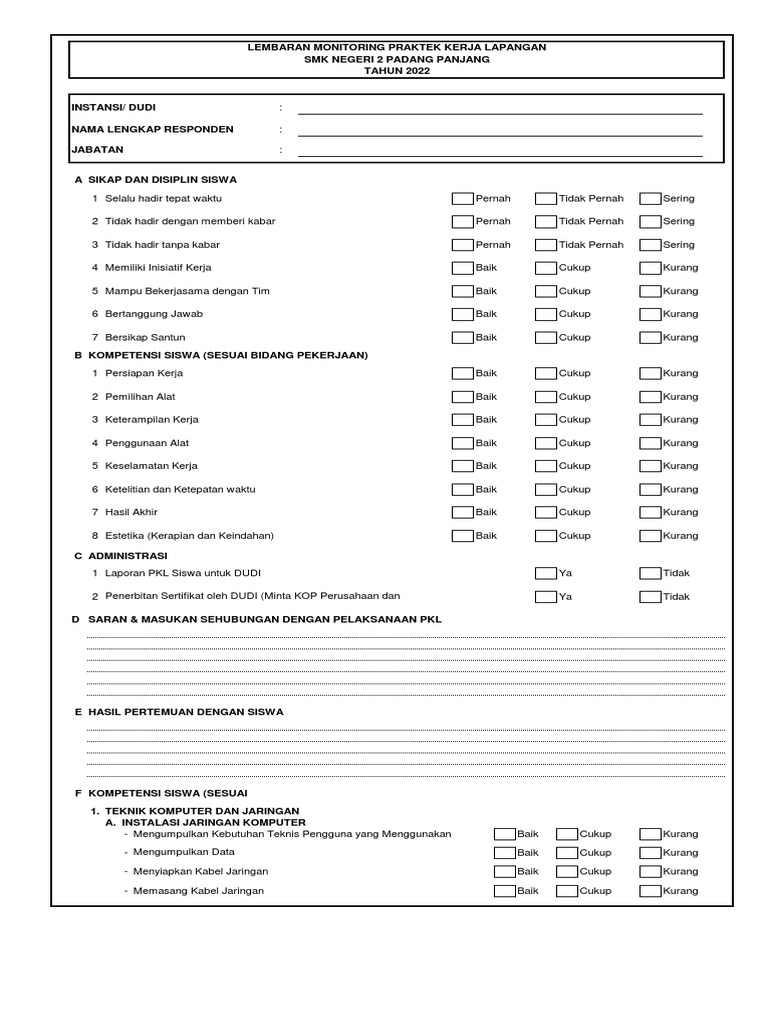Monitoring PKL Siswa SMK 2022 | PDF | Bisnis | Teknologi & Rekayasa