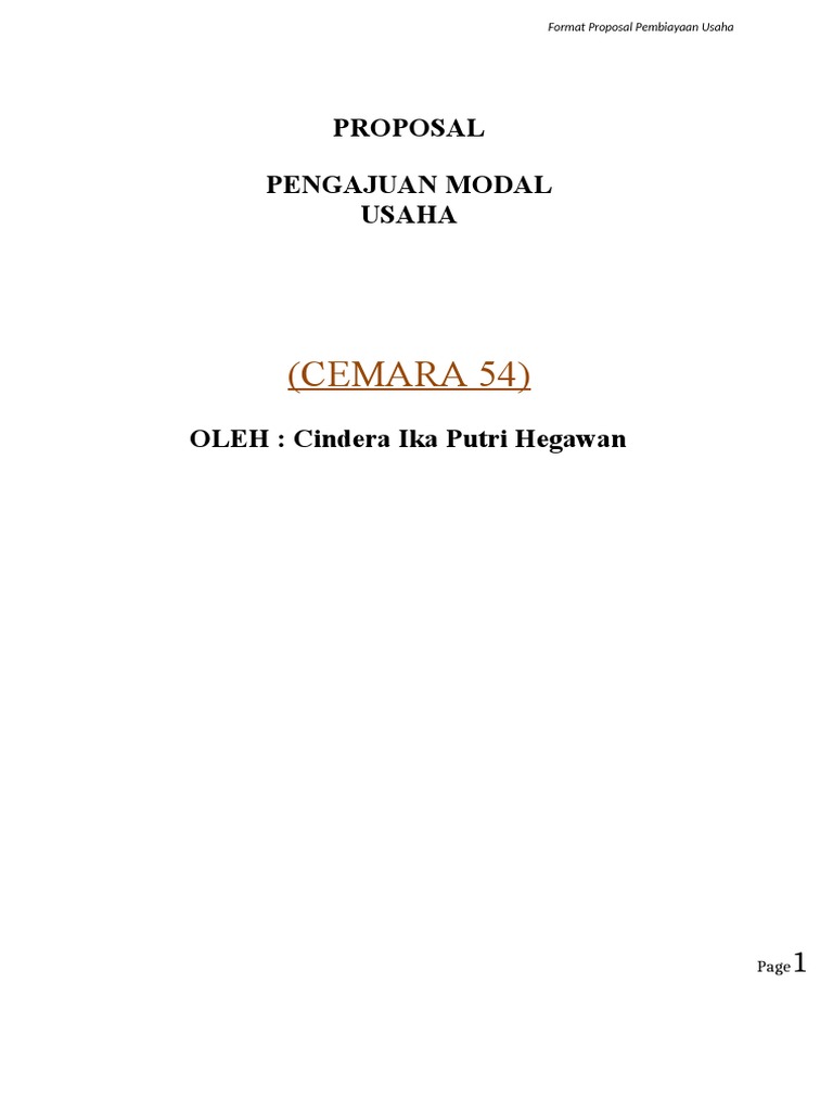 Proposal Wirausaha | PDF