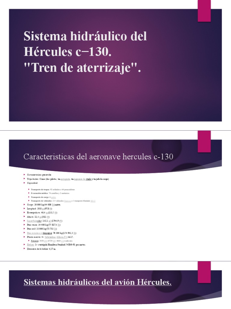 Sistema Hidráulico Del Hércules C 130 | PDF | Lockheed C 130 Hércules | Tren de aterrizaje