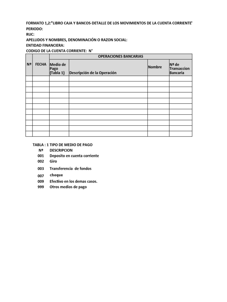 Formato Caja y Bancos | PDF