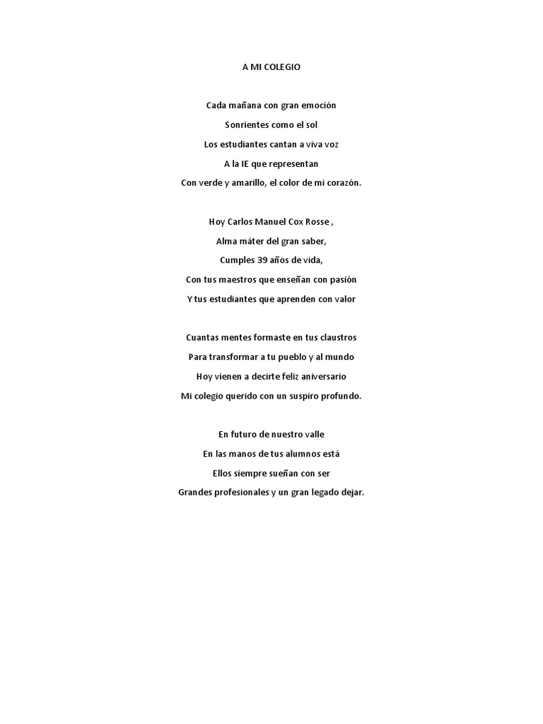 Poema Al Colegio | PDF
