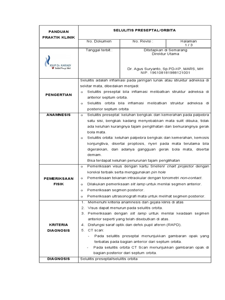 IIM - PPK Selulitis Preseptal Atau Orbita Revisi | PDF