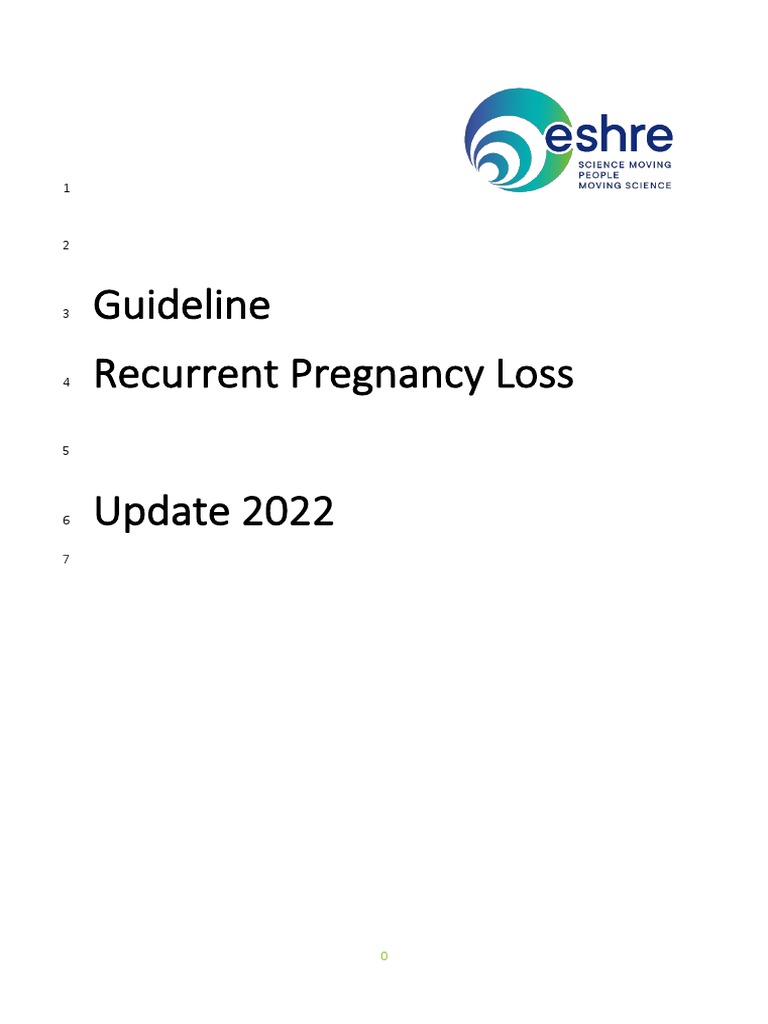 ESHRE 2022 Recurrent Pregnancy Loss Guidelines | PDF | Hypothyroidism ...