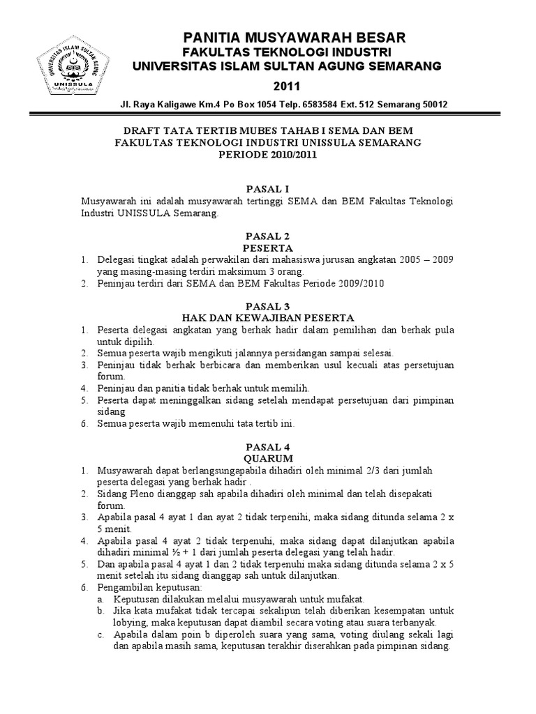 Draft Tata Tertib Mubes Sema Dan Bem | PDF