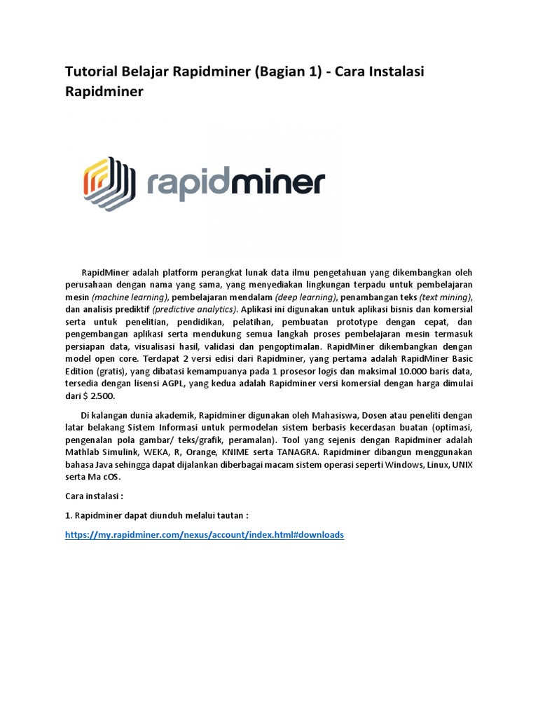 Tutorial Rapidminer | PDF