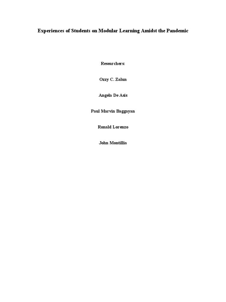 Experiences of Students On Modular Learning Amidst The Pandemic | PDF ...