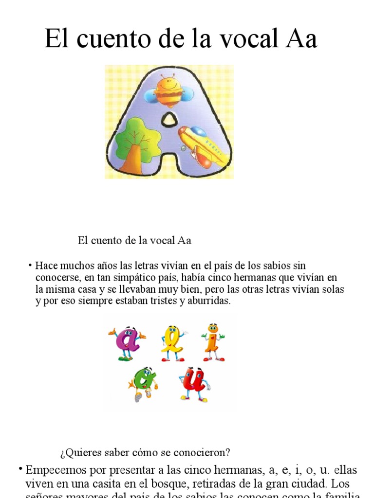 El Cuento de La Vocal Aa | PDF