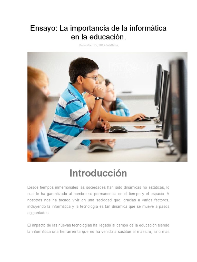 Ensayo La Importancia de La Informatica en La Educacion | Descargar gratis PDF | Método de ...