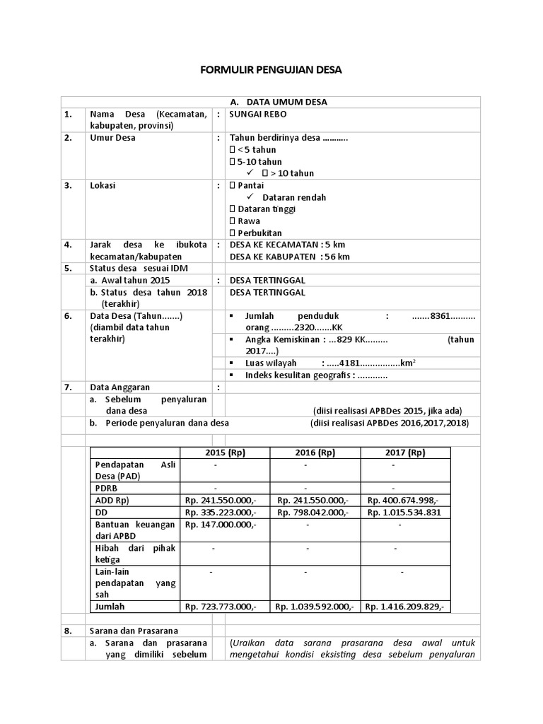 Formulir Untuk Desa | PDF