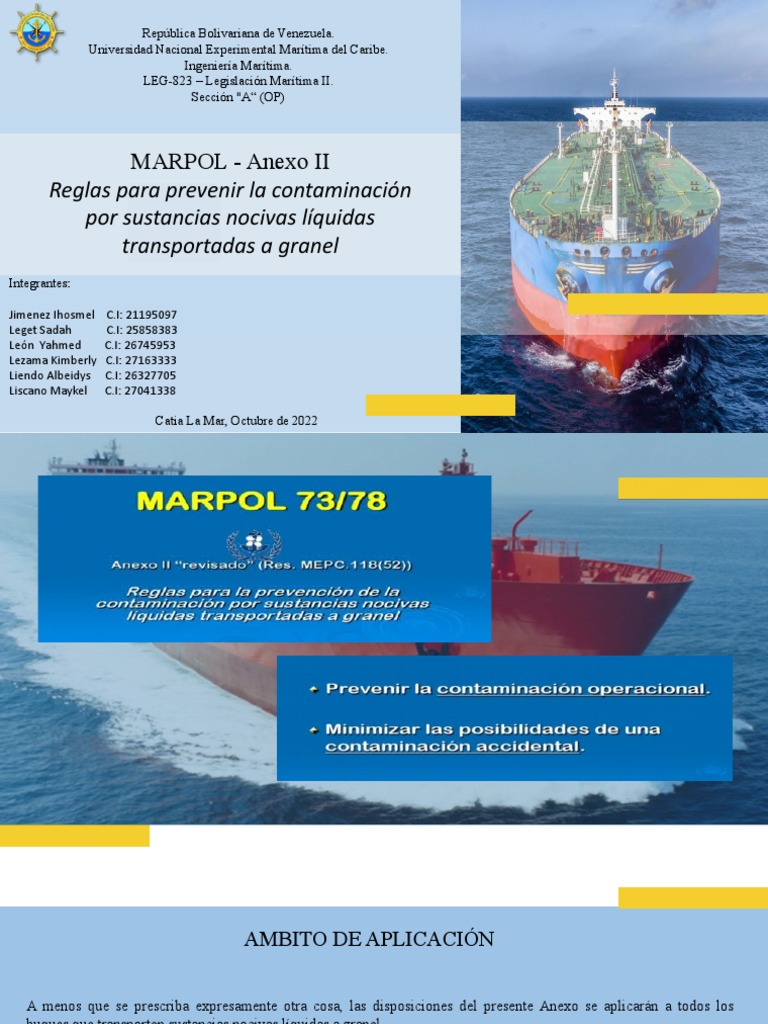 Presentación de Legislación - MARPOL Anx2 | PDF