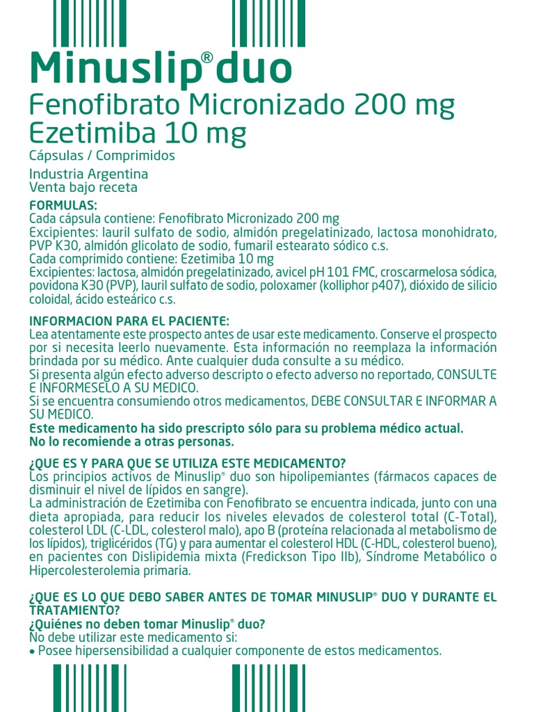 Minuslip Duo Completo 10620 - 03 18 3015 | PDF | Medicamentos con ...