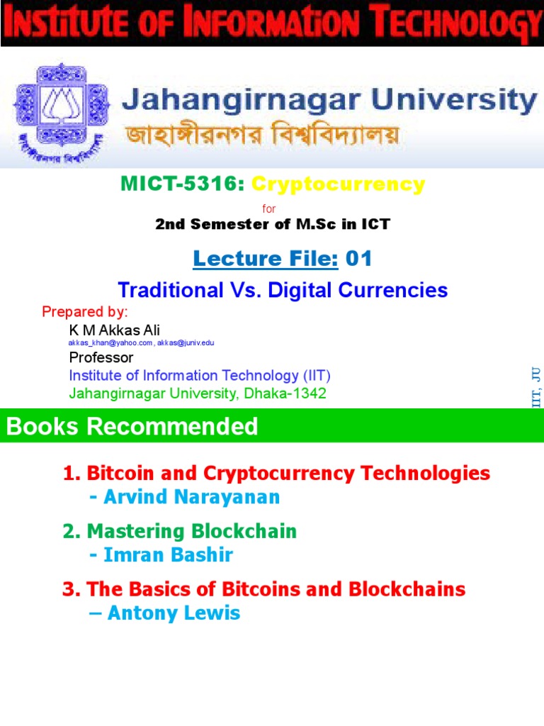 MICT - 5316 (Cryptocurrency) Lecture File 01 Traditional vs. Digital Currencies - KMA | PDF ...