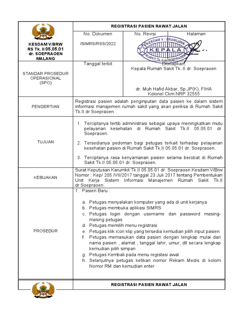 Spo Unit Simrs | PDF
