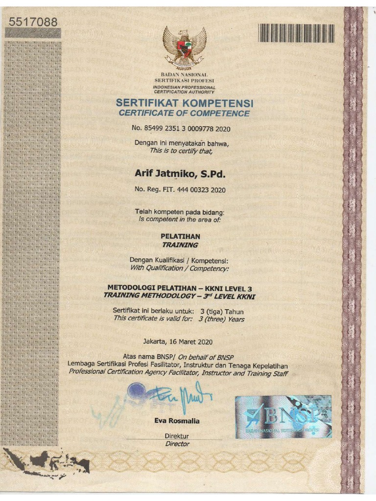 Sertifikat Kompetensi TOT | PDF