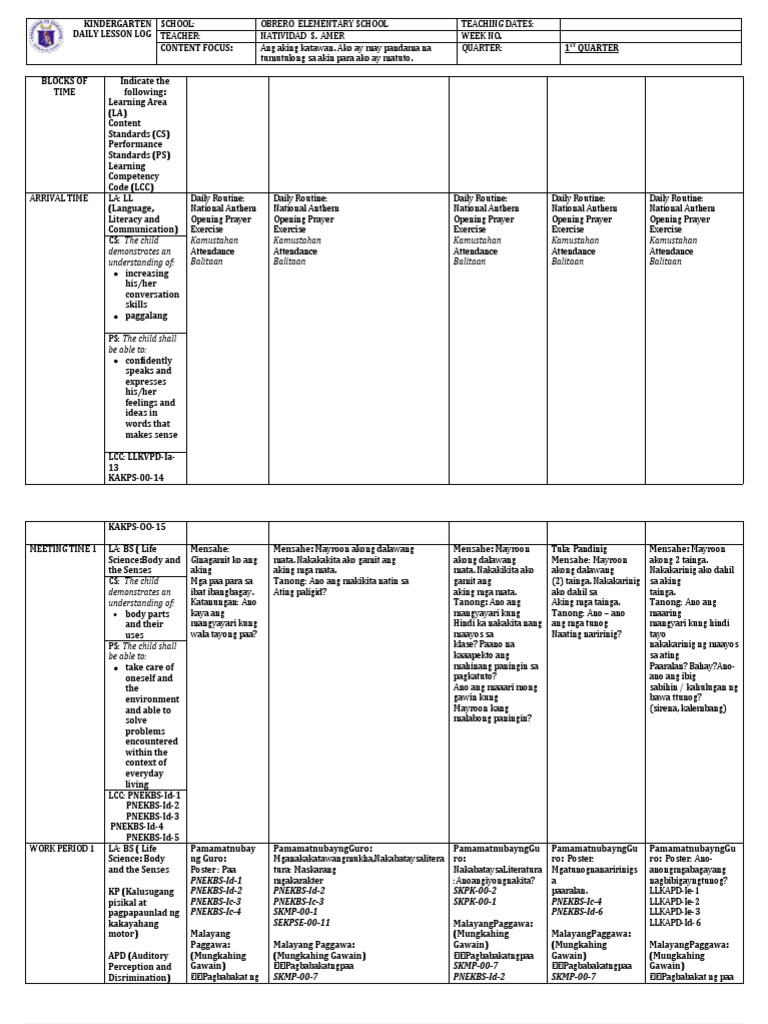 Kinder DLL Week 5 | PDF