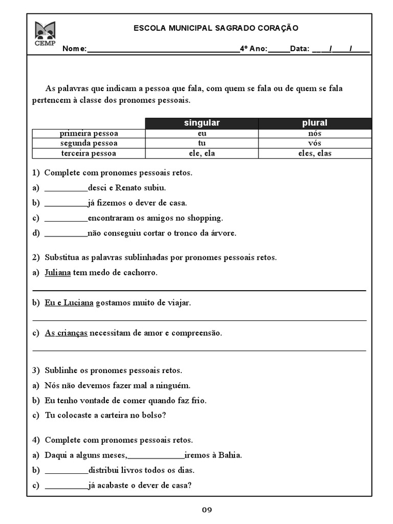 Pronomes Pdf Gramática Tipologia Linguística