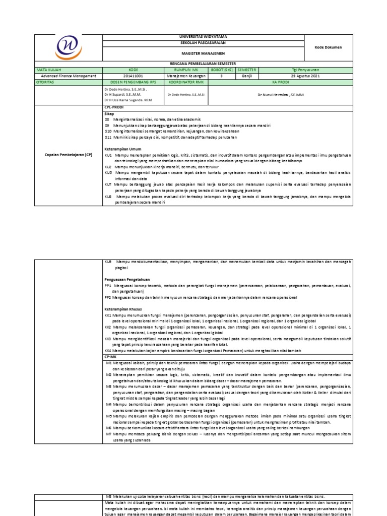 RPS Advanced Financial Management - NEW 2021 | PDF | Pengelolaan ...
