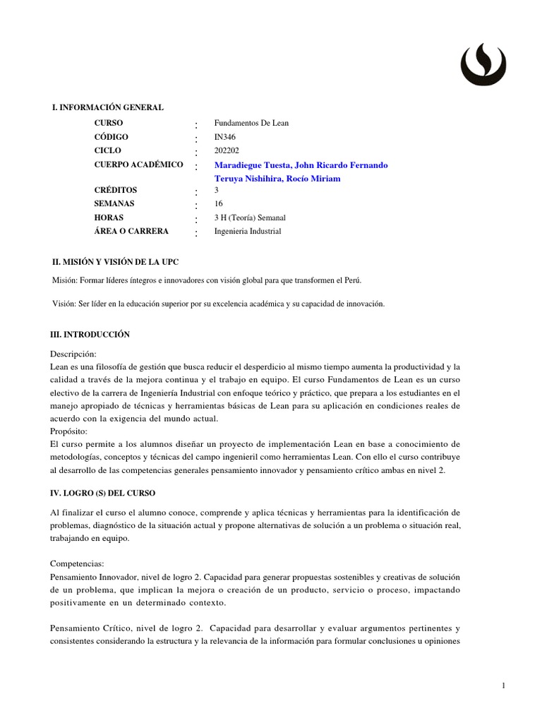 IN346 Fundamentos de Lean 202202 | PDF | Lean Manufacturing | Evaluación