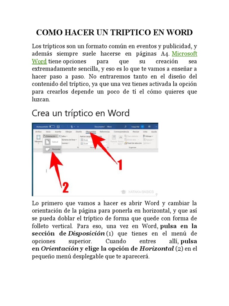 Como Hacer Un Triptico en Word | PDF