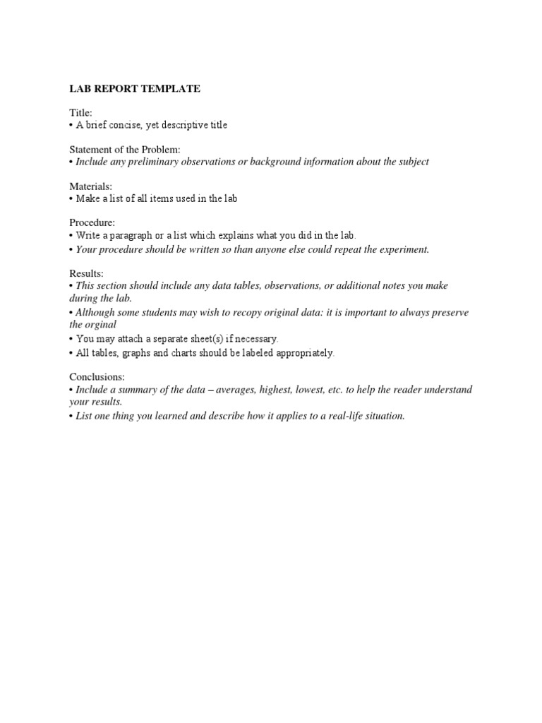 Developing an Effective Lab Report Template: Guidelines for Documenting ...