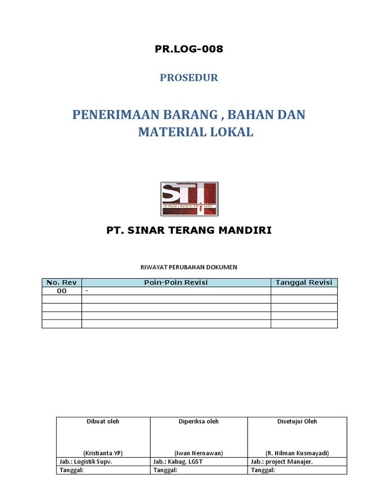 LOG-008 Penerimaan Barang Lokal | PDF