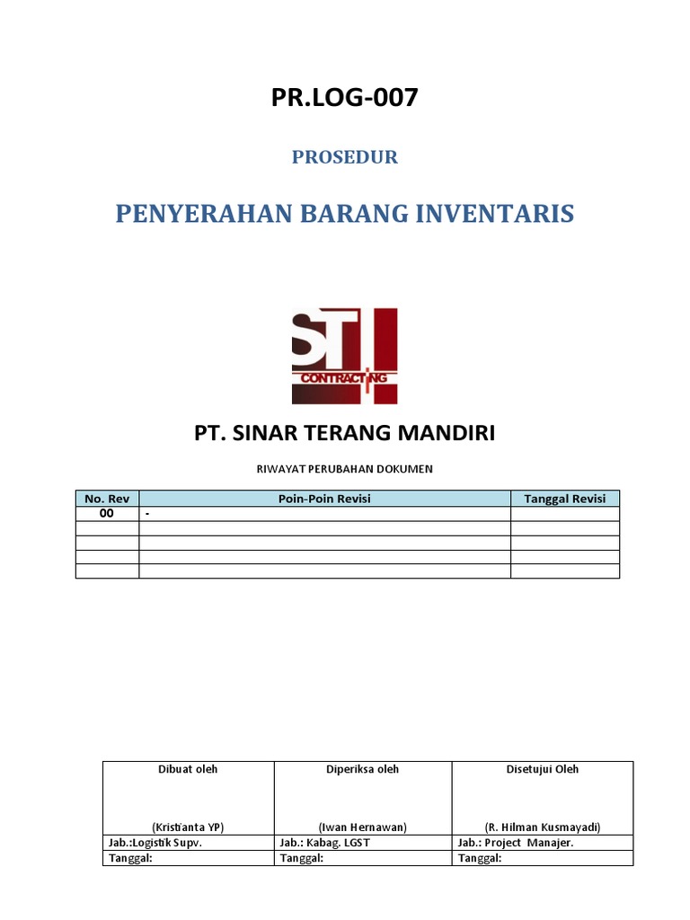 LOG-007 Barang Inventaris | PDF