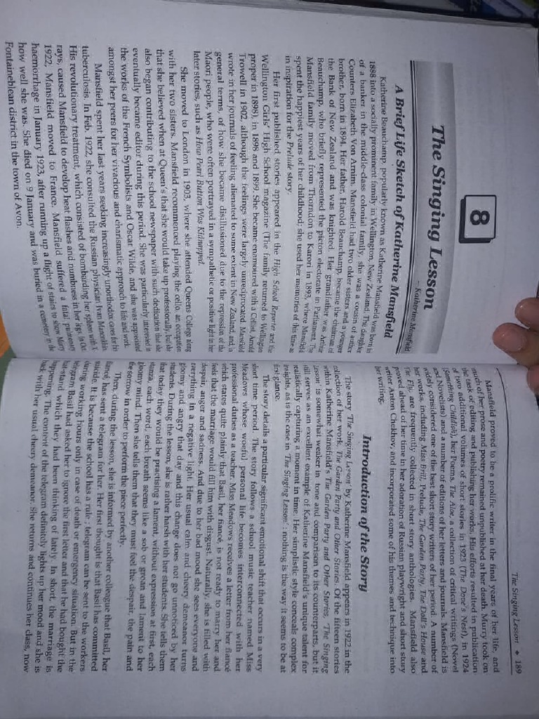 Katherine Mansfield's "The Singing Lesson" Analysis | PDF | Katherine Mansfield | Subjective ...